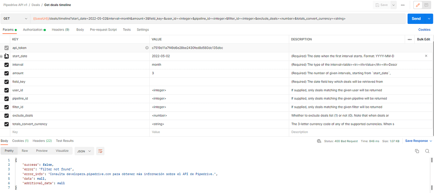 Get deals timeline | /v1/deals/timeline | example parAMS - API - Pipedrive Developers' Community