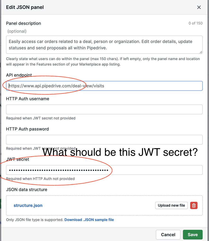 JSON Panel and JWT secret - App Development - Pipedrive Developers' Community