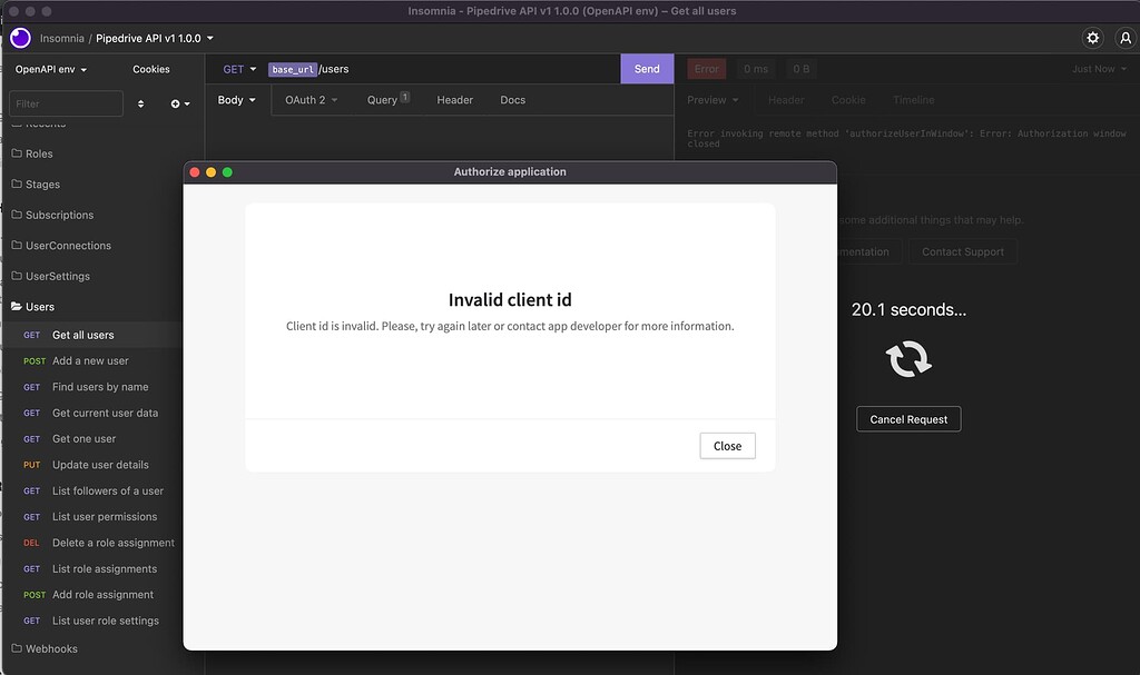 Insomnia prompt login form! - API - Pipedrive Developers' Community