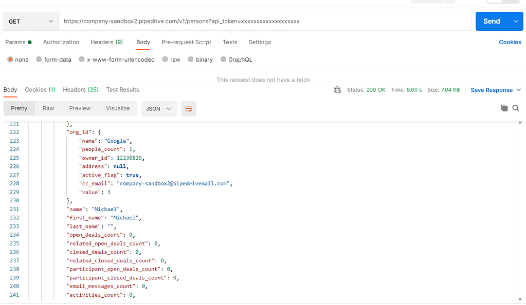 Problem with Persons API - API - Pipedrive Developers' Community