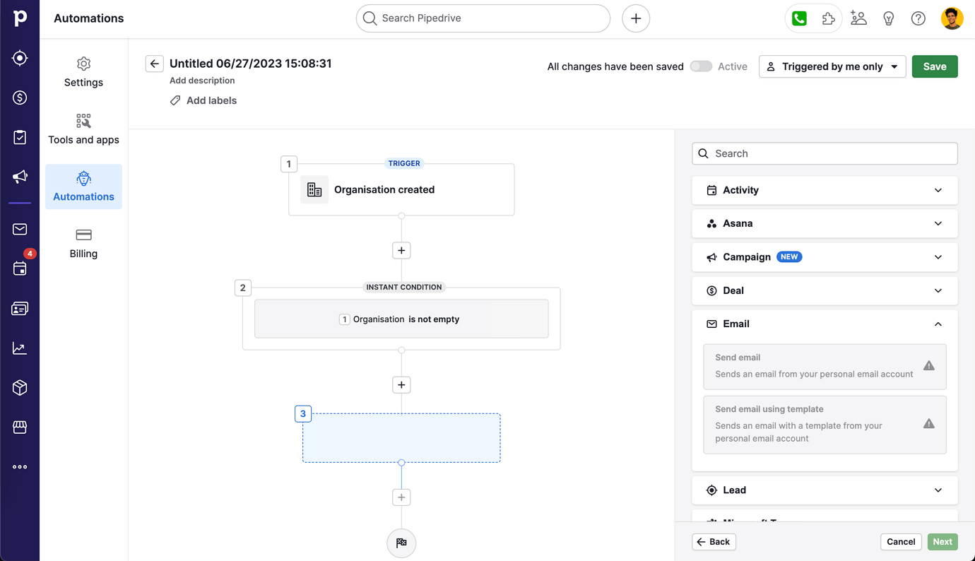 How to send notification/email to pipedrive , when data is created on ...