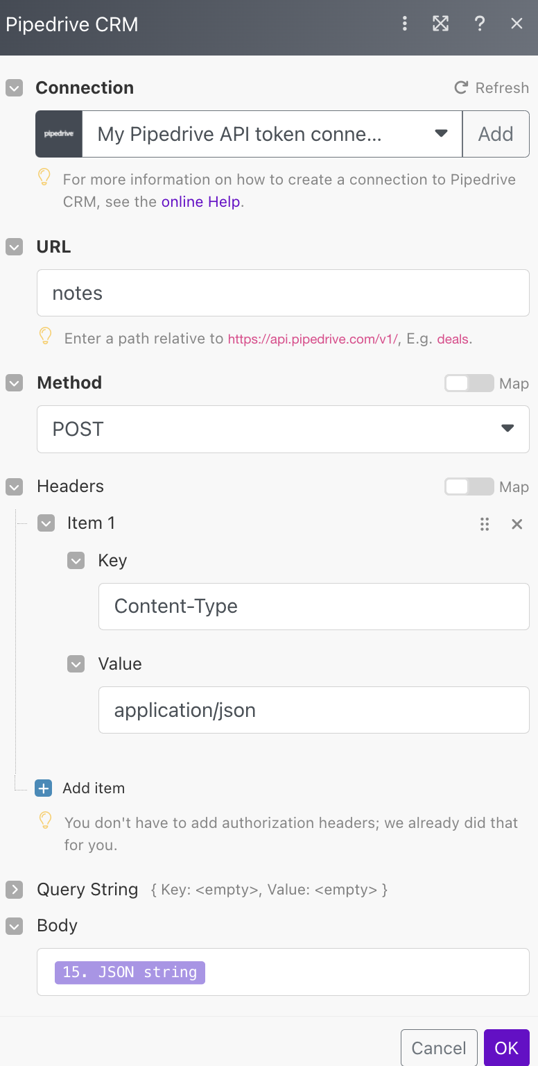 Add Note Using Make Api Pipedrive Developers Community 